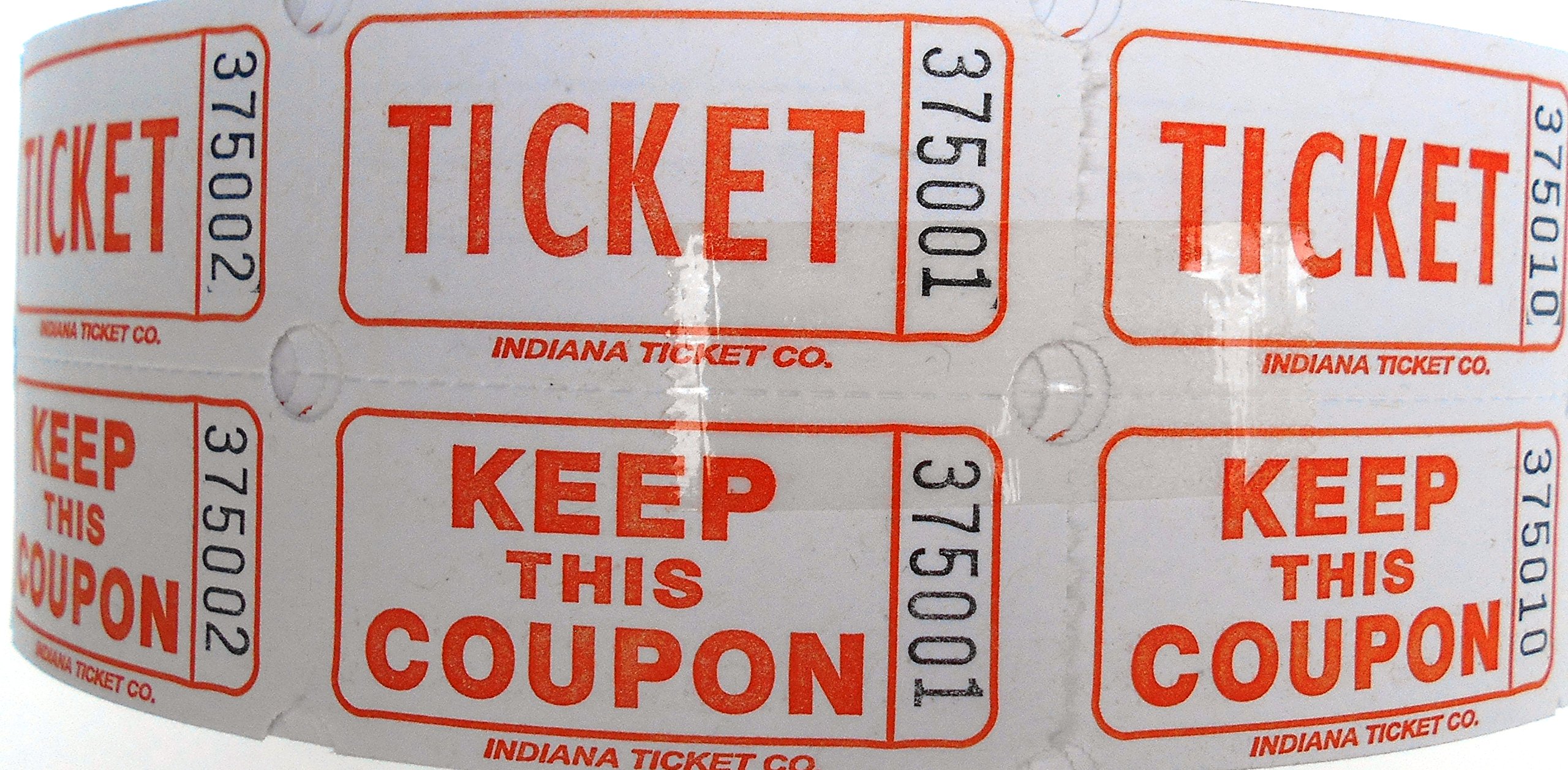 Raffle Tickets 2000 per Roll 50/50: Easy 2 Read Tangerine