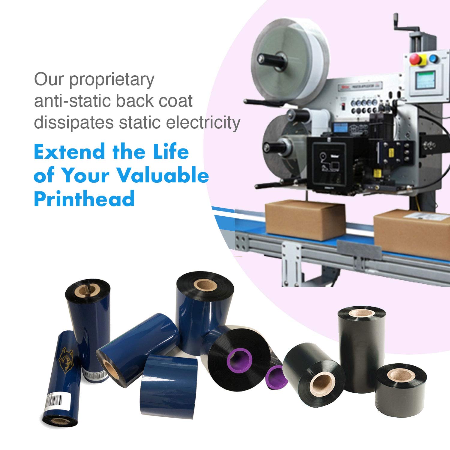 12 Rolls Wolfbarco 2.36" x 1476' (60mm x 450m) Black Premium Wax/Resin Thermal Transfer Ribbon, CSO, Compatible with Zebra,TEC, INTERMEC,Citizen,TSC,GODEX,ARGOX Printers