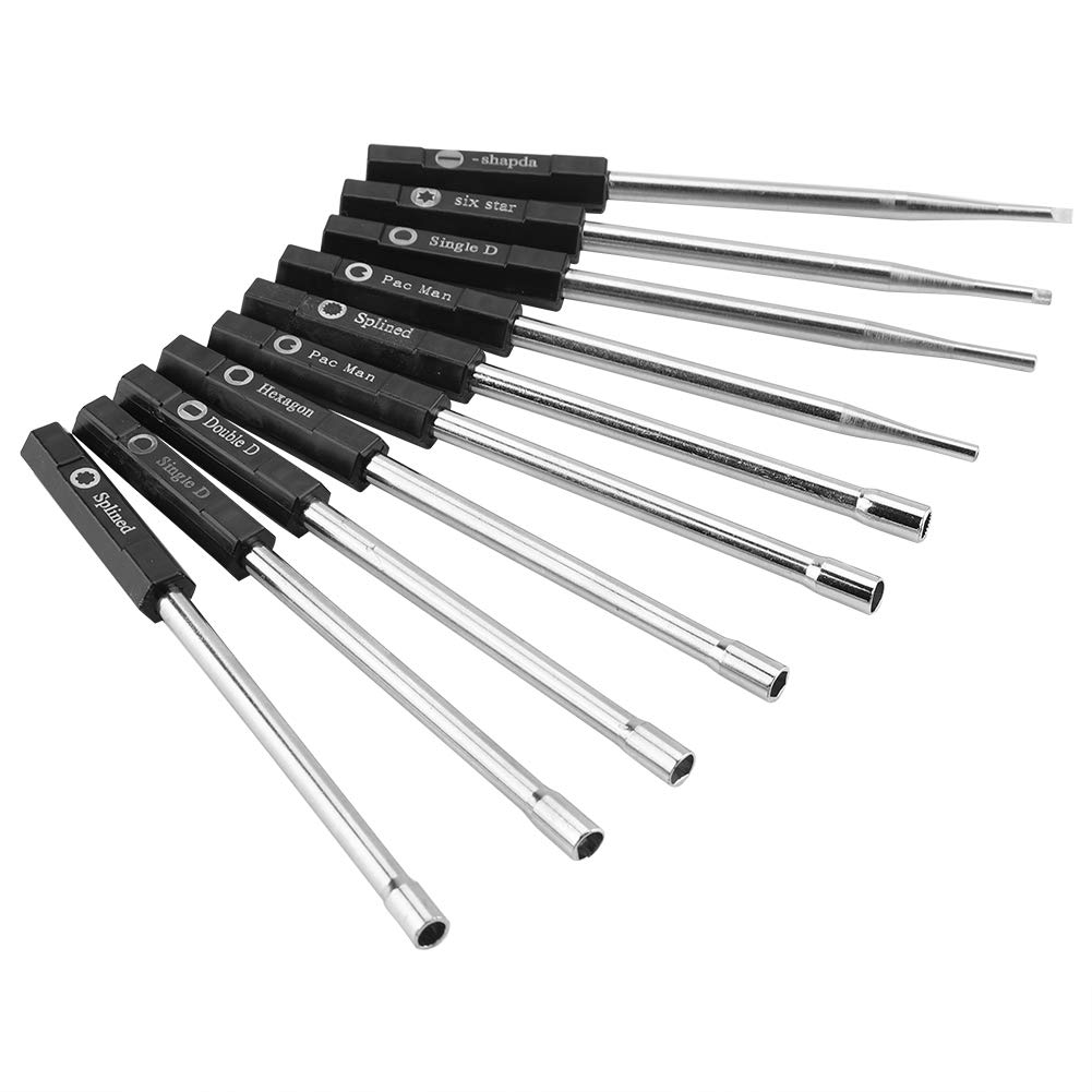 Rushbom Adjustment Screwdriver with Storage Box, 10PCS Carburetor Adjustment Set Screwdriver Card Tool Splined Pacman Double D Type