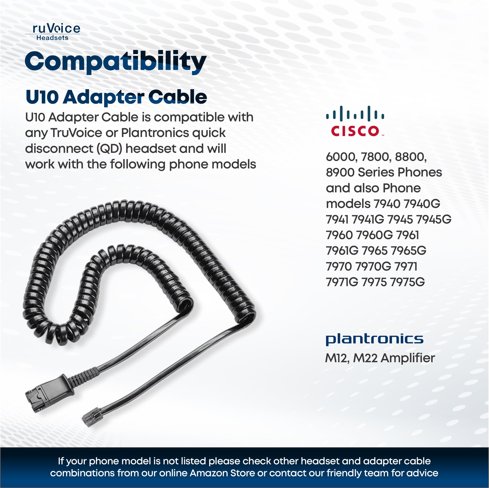 TruVoice HD-750 Wired QD Headset with HD Sound and Ultra Noise Canceling Microphone - Compatible with Cisco 6xxx, 78xx and 88xx Series Phones and 7931 7940 7941 7942 7945 7960 7961 7962 7965 7970 7975