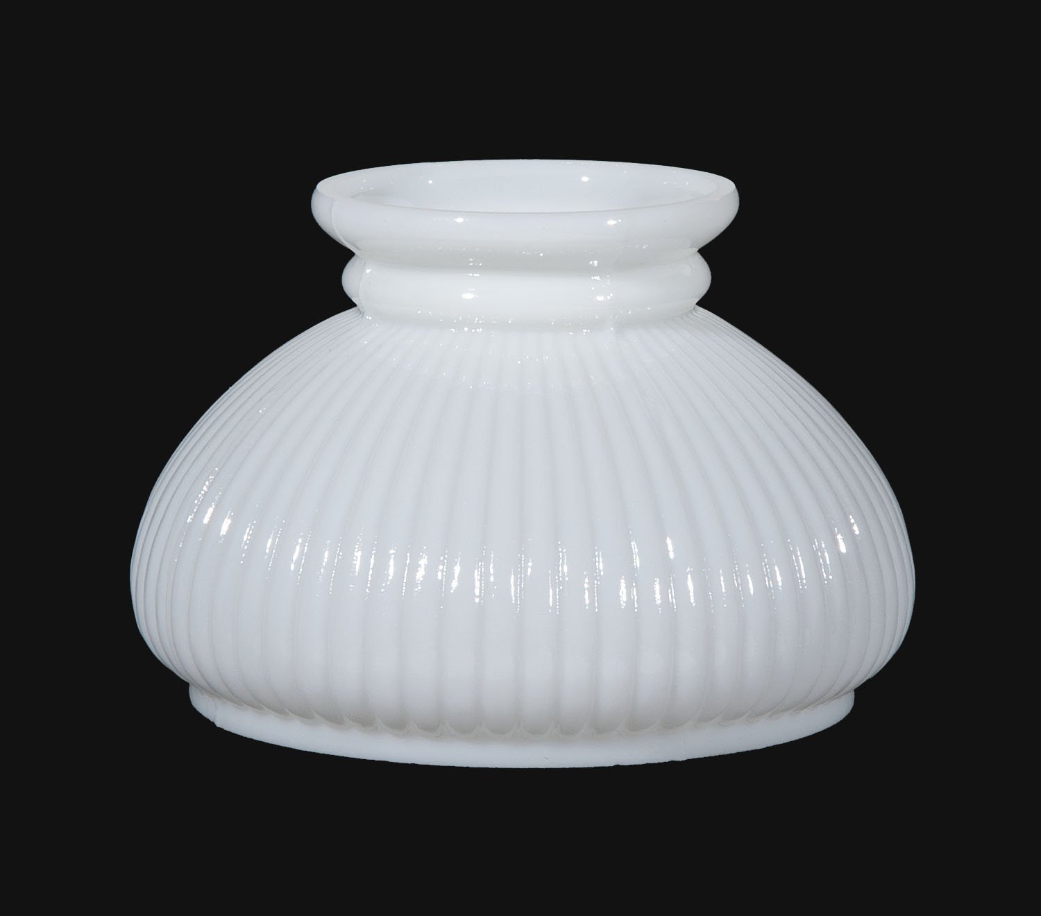 B&P Lamp® 7Inch Student Shade with Ribbed Design and White Over Clear Cased Glass for Vintage and Antique Style Table Lamps and Sconces