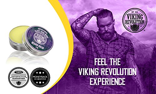 Viking Revolution Beard Balm with Clary Sage Scent and Argan & Jojoba Oils - Styles, Strengthens & Softens Beards & Mustaches - Leave in Conditioner Wax for Men