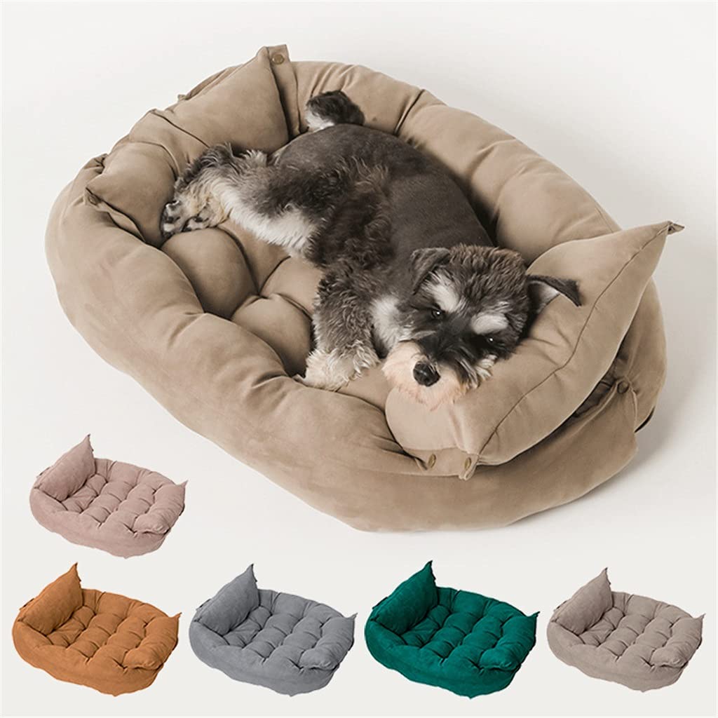 BaRdzo Multifunction Folding Square Cushion Pet Sofa Bed Waterproof Multi-Purpose Soft Dog House Mat Kennel (Color : Gray, Size : M)