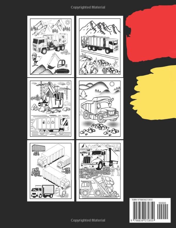 Coloring Book [Garbage Trucks, Trucks, Diggers, Dump Trucks & Forklifts]: For Older Children, Teens and Adults