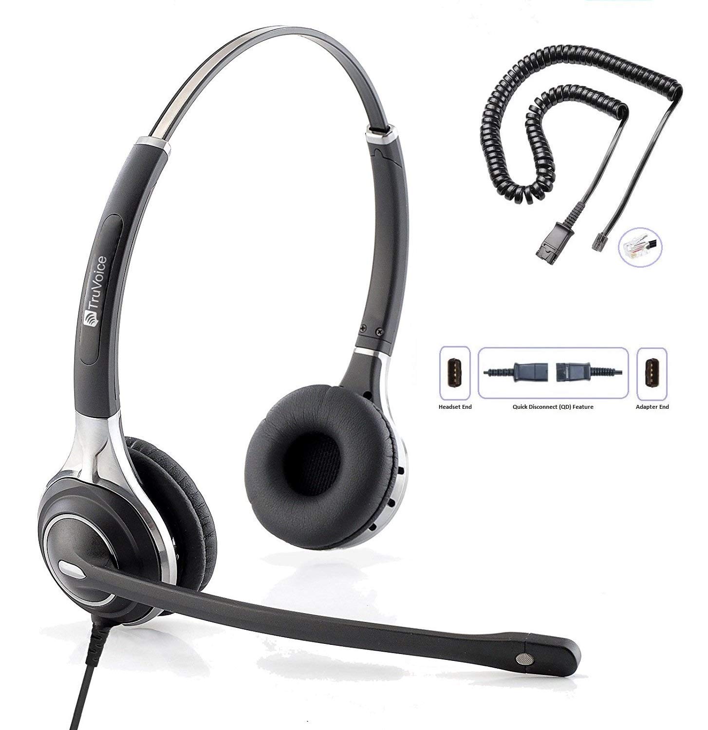 TruVoice HD-750 Wired QD Headset with HD Sound and Ultra Noise Canceling Microphone - Compatible with Cisco 6xxx, 78xx and 88xx Series Phones and 7931 7940 7941 7942 7945 7960 7961 7962 7965 7970 7975