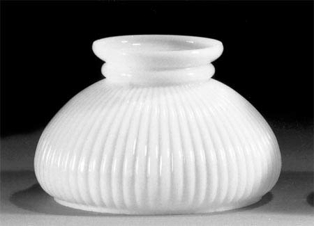 B&P Lamp® 7Inch Student Shade with Ribbed Design and White Over Clear Cased Glass for Vintage and Antique Style Table Lamps and Sconces