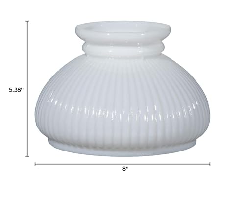 B&P Lamp® 7Inch Student Shade with Ribbed Design and White Over Clear Cased Glass for Vintage and Antique Style Table Lamps and Sconces