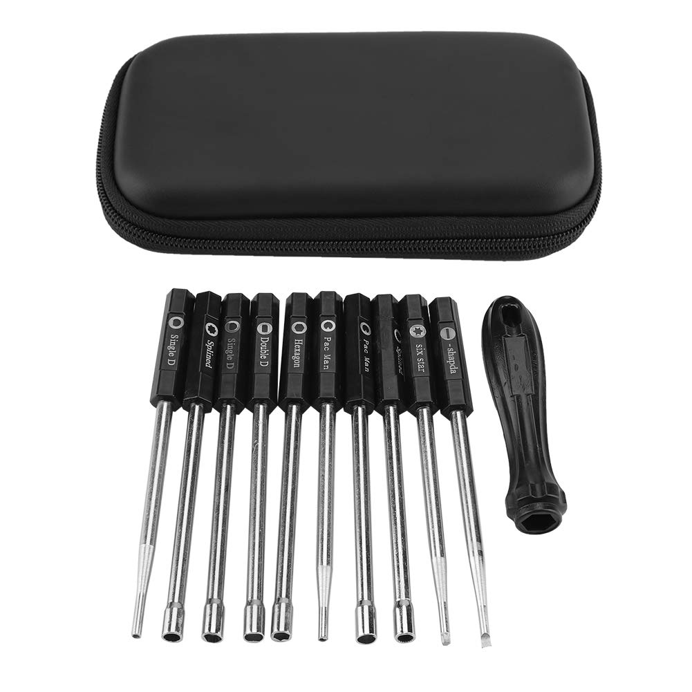 Rushbom Adjustment Screwdriver with Storage Box, 10PCS Carburetor Adjustment Set Screwdriver Card Tool Splined Pacman Double D Type