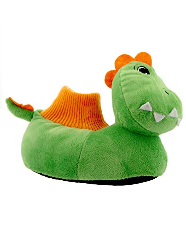 Yankee Toy Box Plush Dinosaur Toddler Boys Girls Sock Top Slippers (7-8 M US Toddler, Dinosaur Green)
