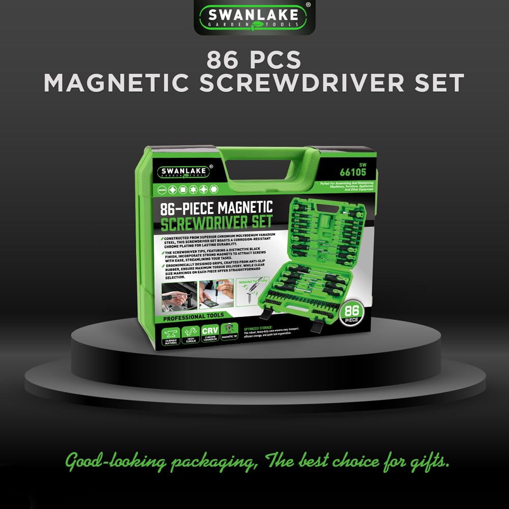 SWANLAKE 86PCS Magnetic Screwdriver Set,Includes Slotted/Phillips/Torx Mini Precision Screwdriver, Replaceable Screwdriver Bits and nut drivers With Sturdy tool box