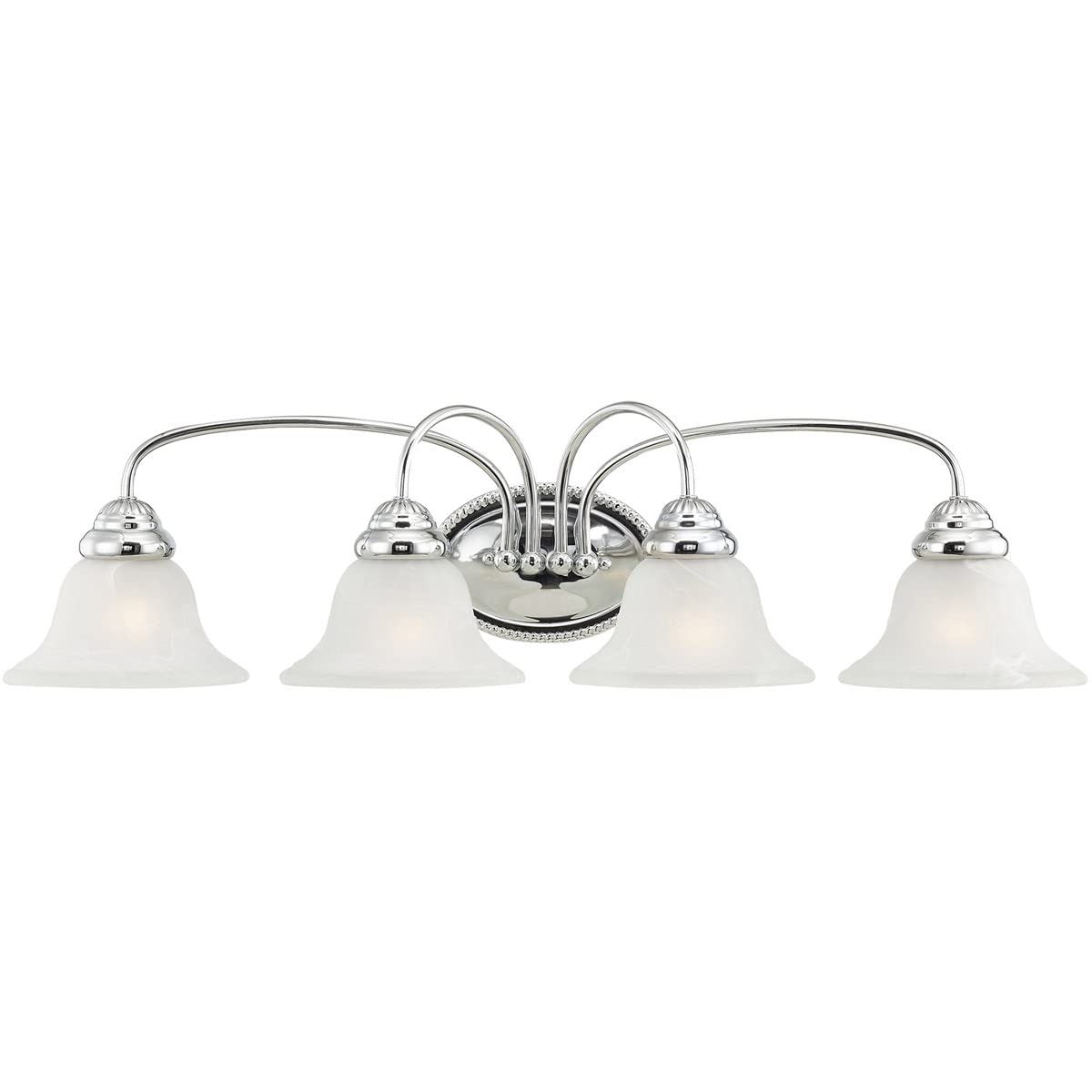 Modern and Sleek 30.5 Inch 4-Light Polished Chrome Bathroom Vanity Light Fixture with Elegant White Alabaster Glass Shade β Illuminate Your Space with Style!