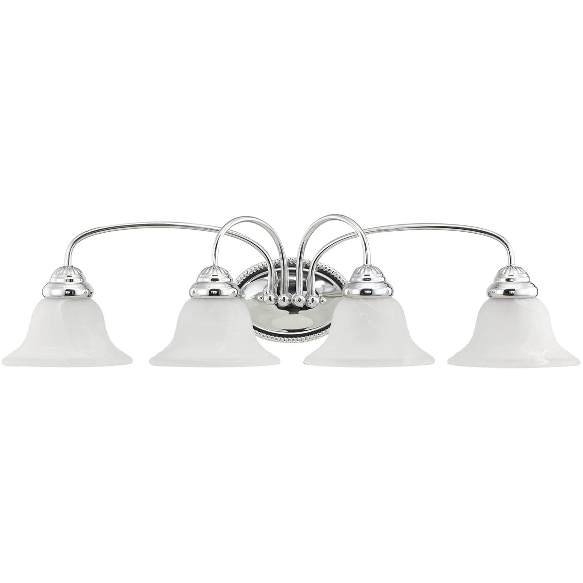 Modern and Sleek 30.5 Inch 4-Light Polished Chrome Bathroom Vanity Light Fixture with Elegant White Alabaster Glass Shade β Illuminate Your Space with Style!