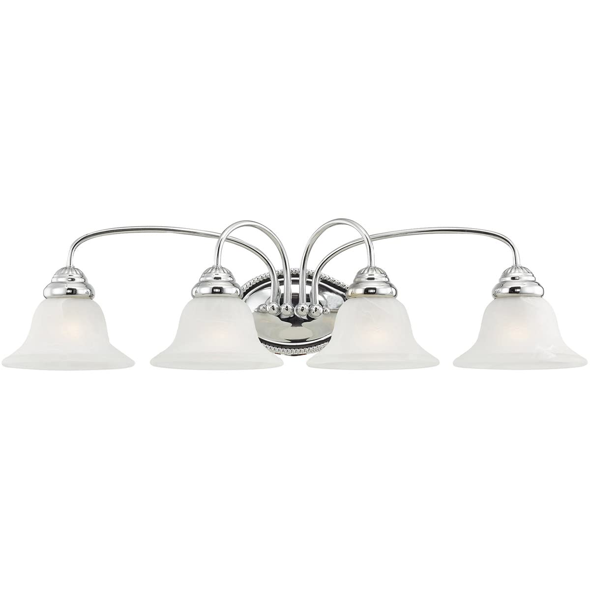 Modern and Sleek 30.5 Inch 4-Light Polished Chrome Bathroom Vanity Light Fixture with Elegant White Alabaster Glass Shade β Illuminate Your Space with Style!