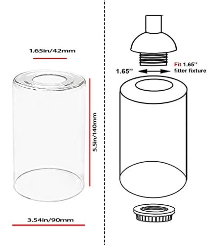 4 Pack Clear Glass Lamp Shade, 5.5in High, 3.5in Diameter, 1.65inch Fitter, Cylinder Glass Shades Replacement Lampshade Covers for Chandelier Vanity Wall Sconces Light Fixture High Transmittance