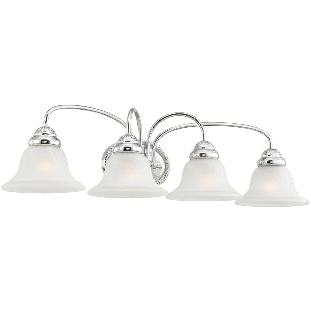 Modern and Sleek 30.5 Inch 4-Light Polished Chrome Bathroom Vanity Light Fixture with Elegant White Alabaster Glass Shade β Illuminate Your Space with Style!