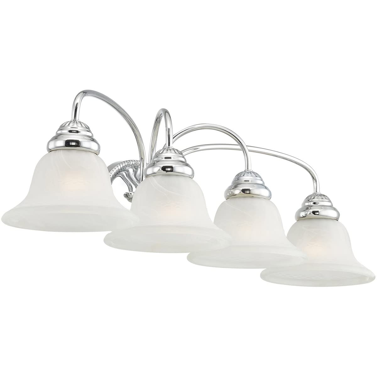Modern and Sleek 30.5 Inch 4-Light Polished Chrome Bathroom Vanity Light Fixture with Elegant White Alabaster Glass Shade β Illuminate Your Space with Style!