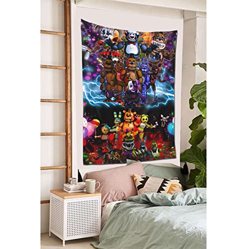 GIMCJOK Five Horror Nights Video At Game Freddy'S Tapestry For Dorm Room,Cute Tapestries Wall Hanging Background Decoration Profession Hanging Blanket Tapestry Curtains- Halloween Tapestry 60x40in