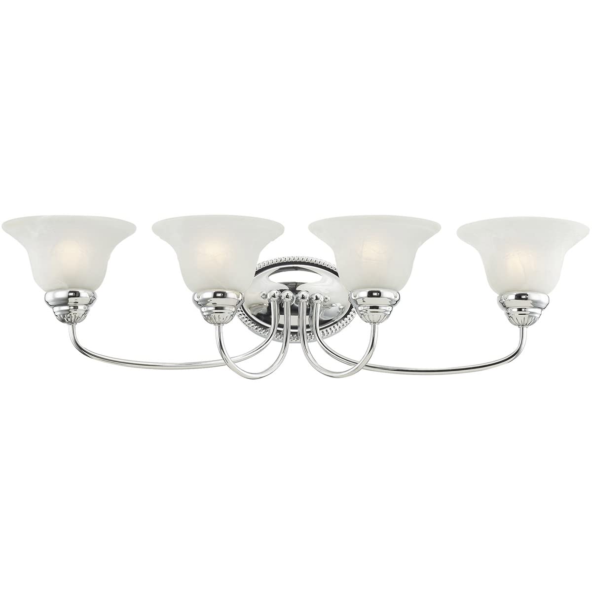 Modern and Sleek 30.5 Inch 4-Light Polished Chrome Bathroom Vanity Light Fixture with Elegant White Alabaster Glass Shade β Illuminate Your Space with Style!