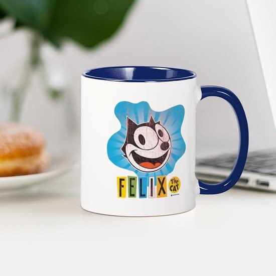 CafePress Felix Blue Swirl Laughing Mug Ceramic Coffee Mug, Tea Cup 11 oz