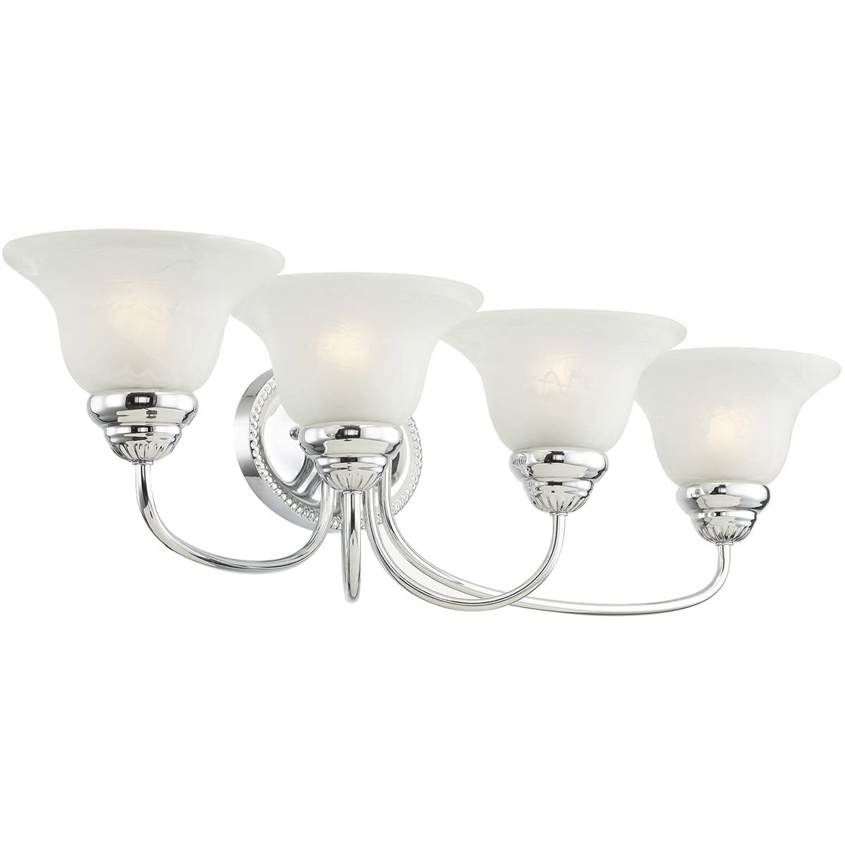 Modern and Sleek 30.5 Inch 4-Light Polished Chrome Bathroom Vanity Light Fixture with Elegant White Alabaster Glass Shade β Illuminate Your Space with Style!