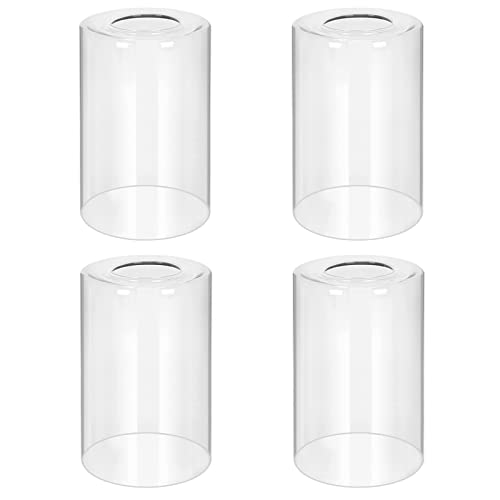 4 Pack Clear Glass Lamp Shade, 5.5in High, 3.5in Diameter, 1.65inch Fitter, Cylinder Glass Shades Replacement Lampshade Covers for Chandelier Vanity Wall Sconces Light Fixture High Transmittance