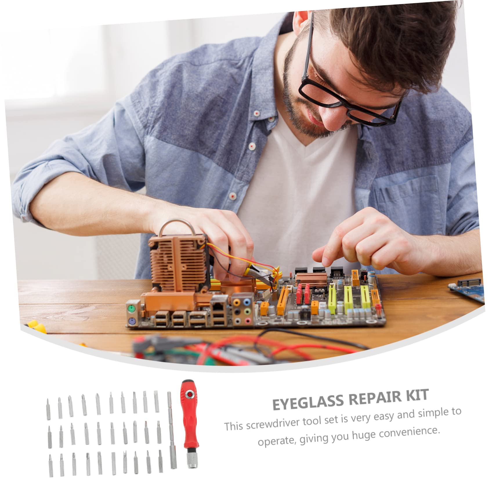 Generic Eyeglass Repair Kit 32-in-1 Phone Watch Repair Tool Set Precision Screwdriver Set Screwdriver Bit Tool for Phone Disassembly