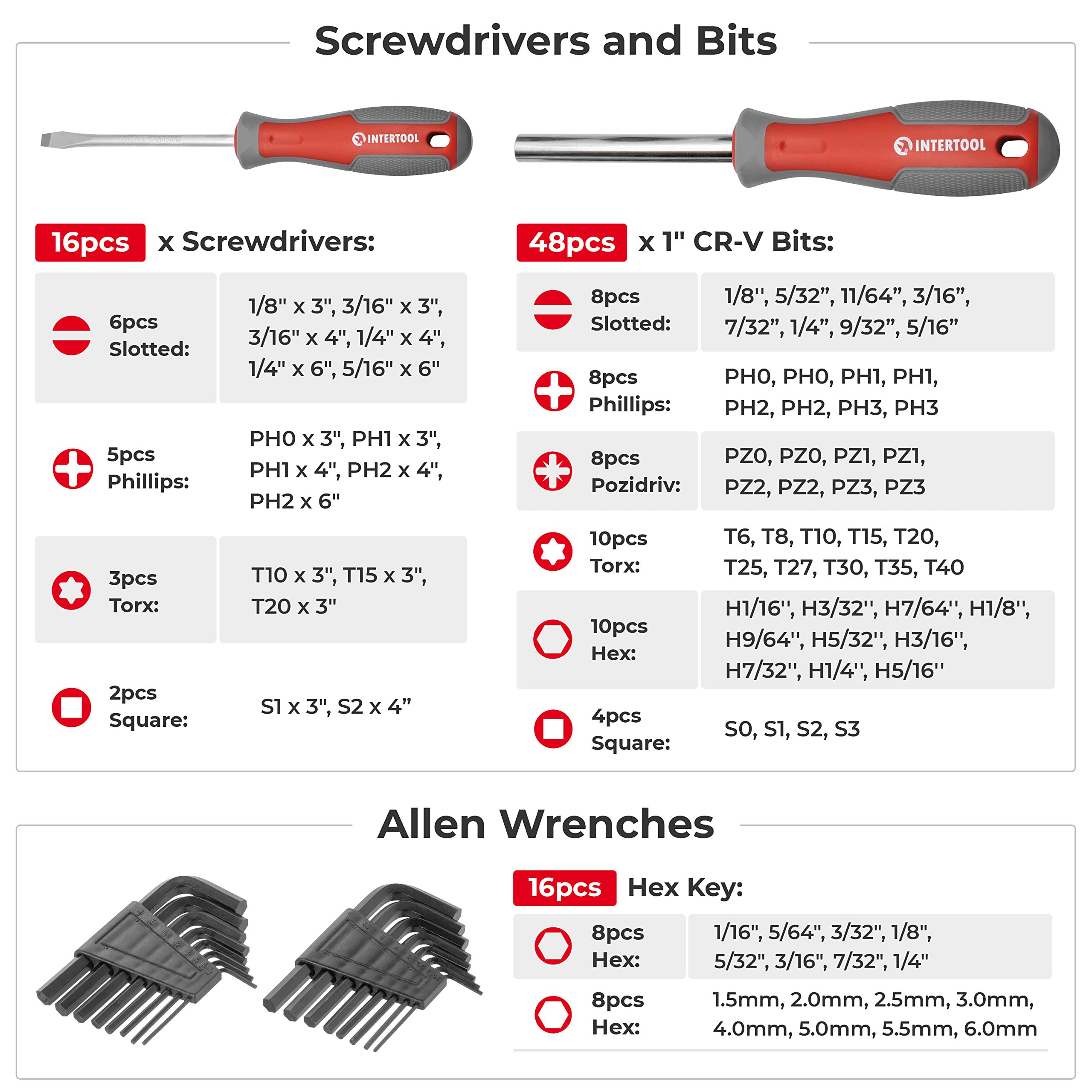 INTERTOOL 114-Piece Screwdriver Set with Mountable Rack, Magnetic Tips, Swivel-End Precision Screwdrivers, Bits, Nut Drivers, Hex Keys, DIY, Tool Gift VT08-3372