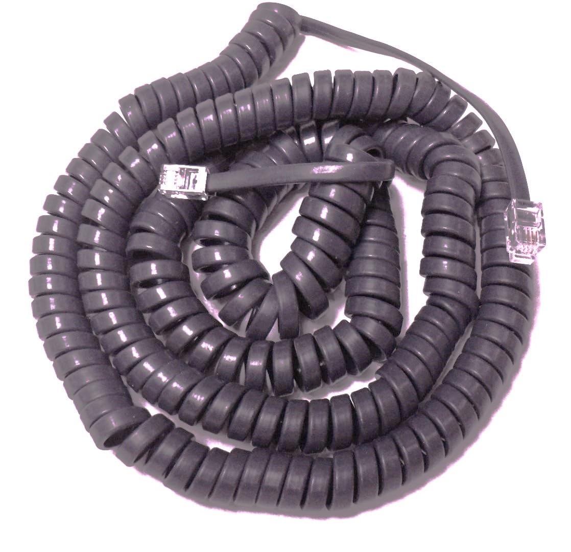 DIY-BizPhones Gray 25' Ft Long Handset Receiver Cord Compatible with Cisco IP Phone 7800 7900 8800 SPA Series 7841 7861 7940 7942 7960 7962 8811 8841 8851 Charcoal Curly Coil