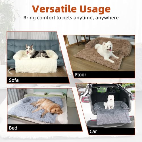 Mora Pets Dog Couch Bed for Furniture Protector Waterproof Dog Mat with Removable Washable Cover and Anti-Slip Bottom Bolster Plush Pet Sleeping Mattress for Large Medium Small Dogs