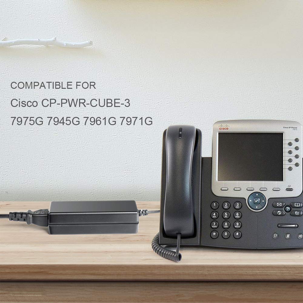 KFD 48V 0.75A AC Adapter Charger Compatible with Cisco CP-PWR-Cube-3 7975G 7945G 7961G 7971G Power Cube Adapter Replacement for Cisco 7900 7800 and 6900 Series IP Phone Power Supply Cord US Plug Cable