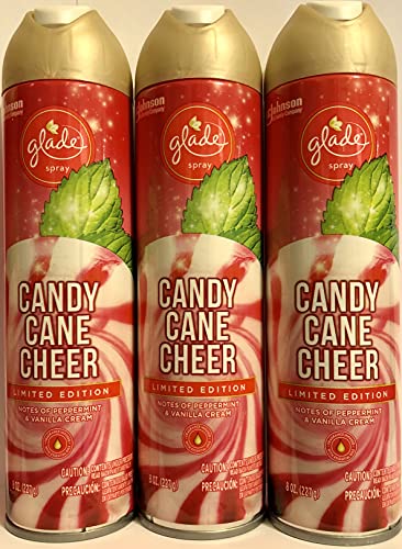 Glade Air Freshener Spray - Candy Cane Cheer - Holiday Collection 2020 - Net Wt. 8 OZ (227 g) Per Can - Pack of 3 Cans
