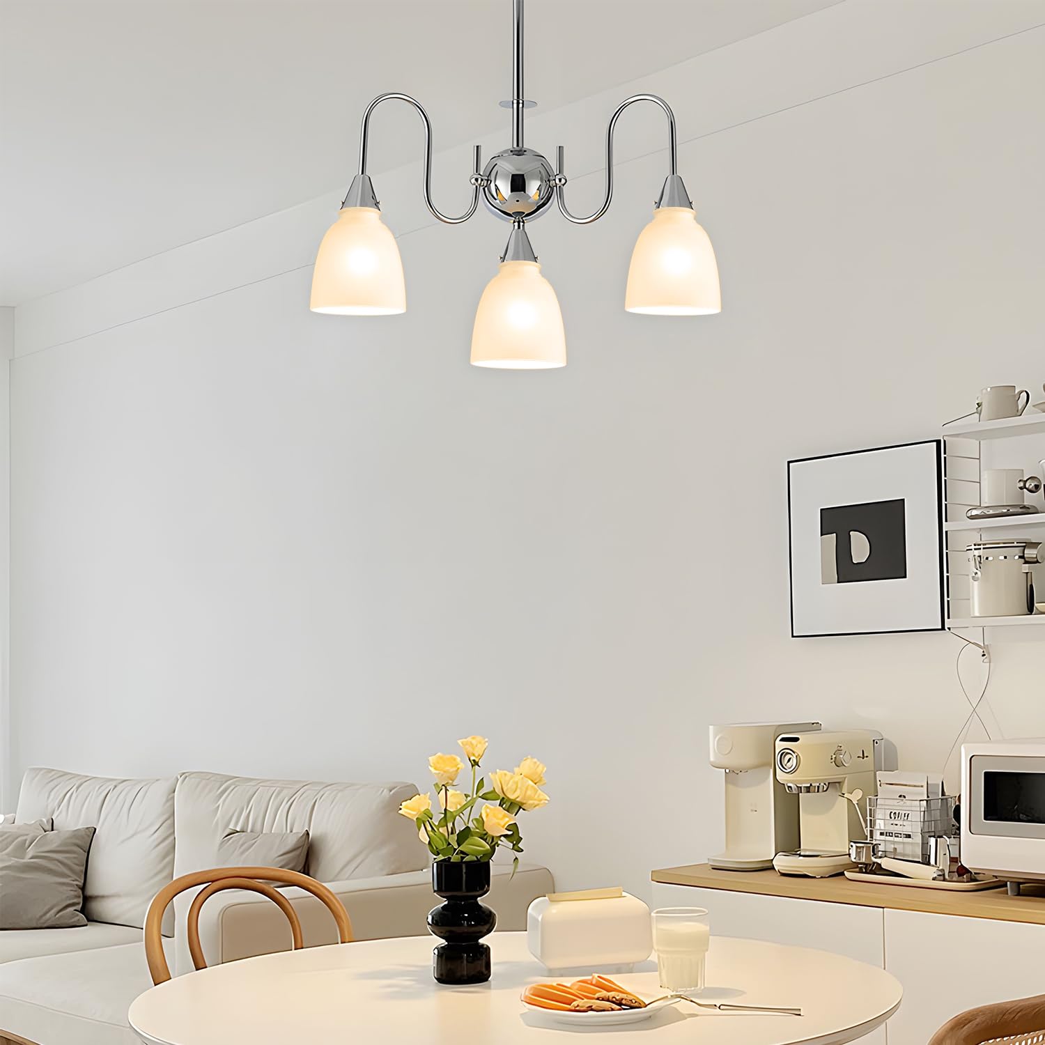 6-Pack White Frosted Glass Shades, Bell Shaped Glass Shade Covers Ceiling Fan Lamp Replacements, Light Fixtures Lampshade for Chandelier Wall Sconces, 1.61" Fitter Size, 5" High x 4.7" Diameter