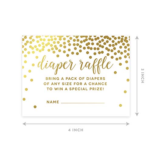 Andaz Press Metallic Gold Confetti Polka Dots Party Collection, Baby Shower Diaper Raffle Cards, 30-pack
