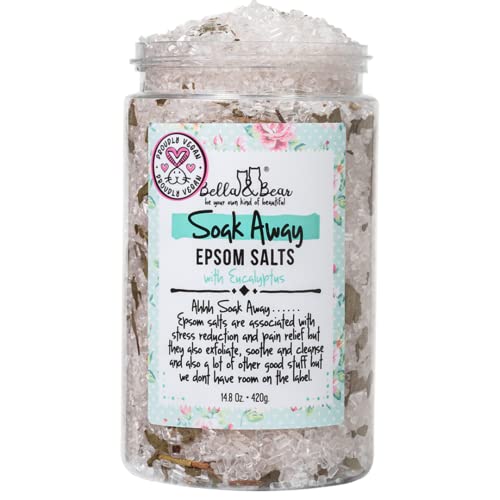 Bella & Bear Soak Away Epsom Bath Salts, Detox, Soothes Sore Muscles, Exfoliates, 14oz
