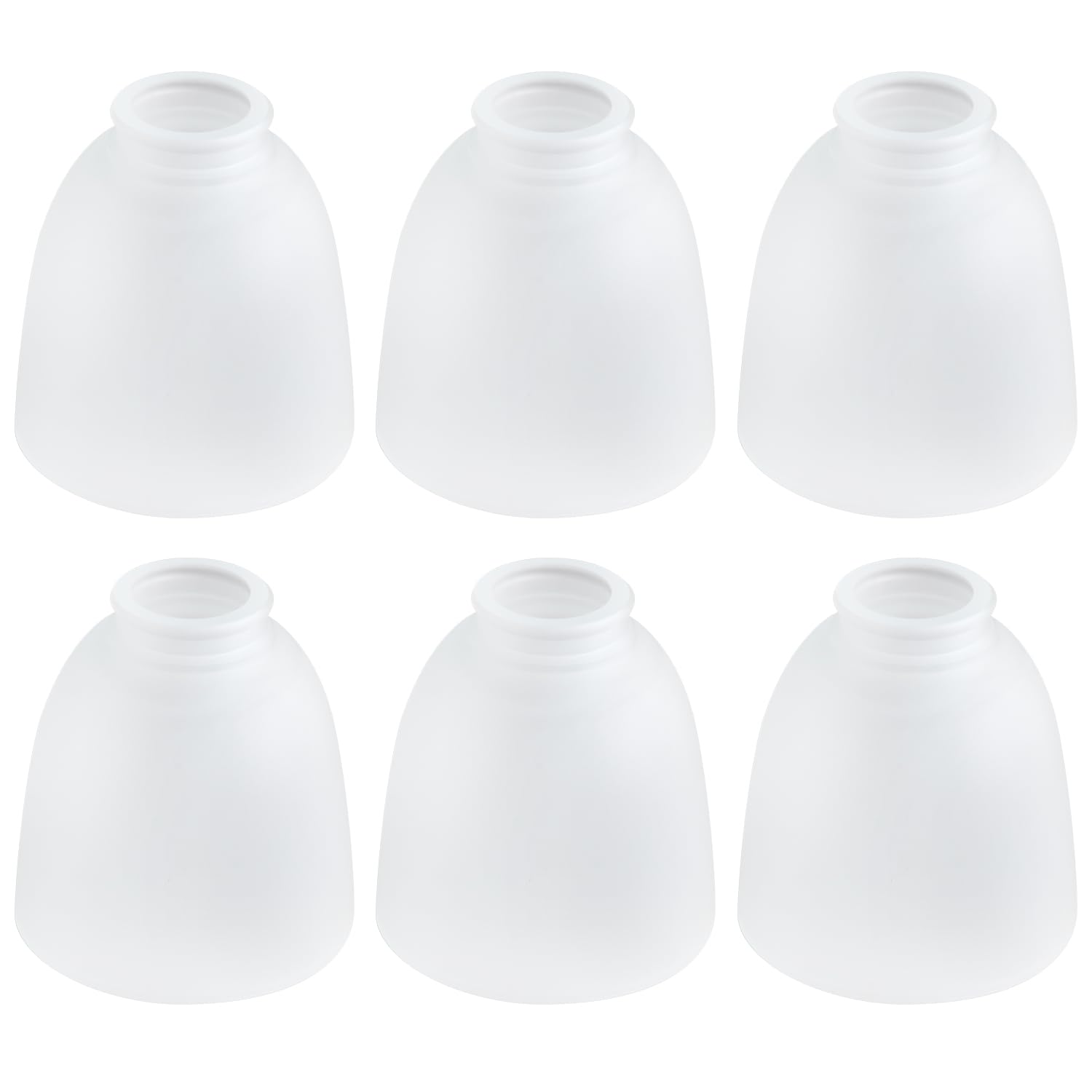 6-Pack White Frosted Glass Shades, Bell Shaped Glass Shade Covers Ceiling Fan Lamp Replacements, Light Fixtures Lampshade for Chandelier Wall Sconces, 1.61" Fitter Size, 5" High x 4.7" Diameter