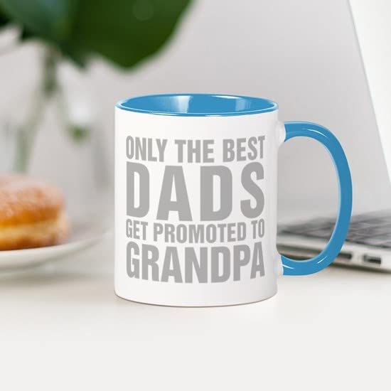 CafePress Only The Best Dads Get Promoted To Grandpa Mugs Ceramic Coffee Mug, Tea Cup 11 oz