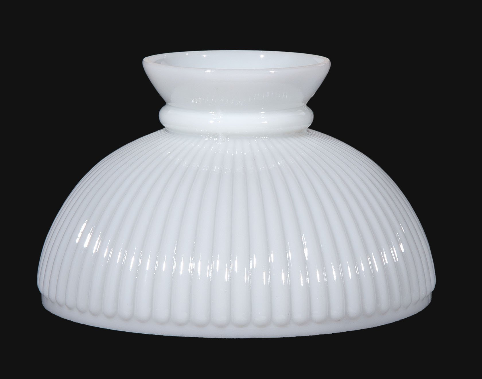 B&P Lamp® 10" Cased White Glass Ribbed Student Lamp Shade with Plain Top