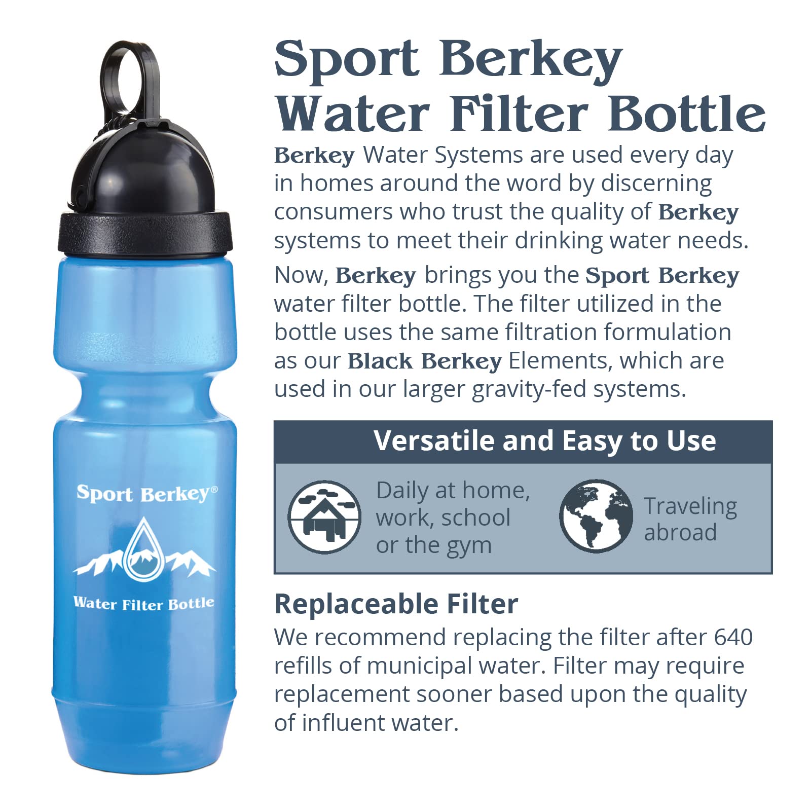 Go Berkey Kit (1 qt.) Water Filter with Black Berkey Primer and Sport Berkey Bottle (22 oz.)