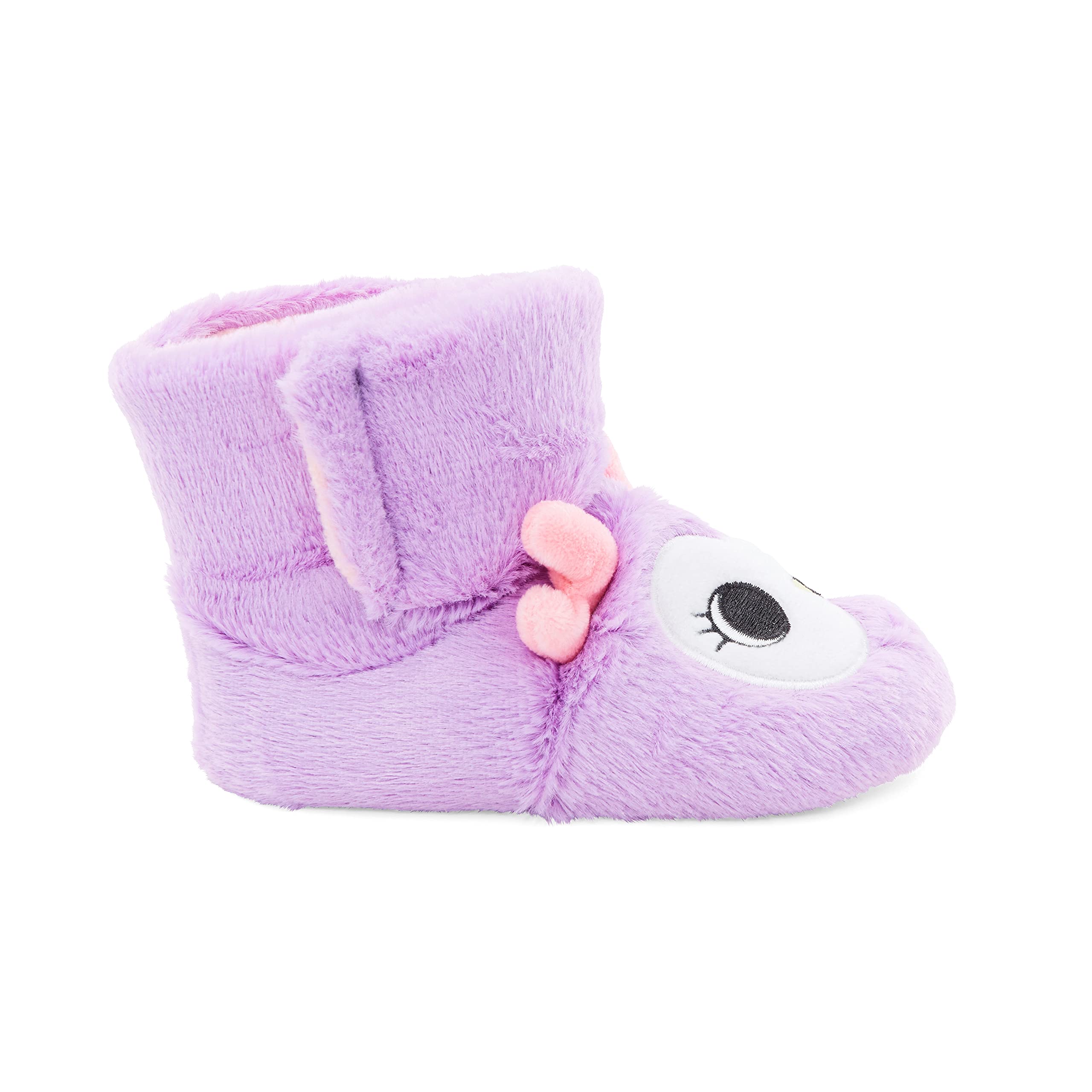 Simple Joys by Carter's Unisex Babies and Toddlers Fuzzy Slipper, Lilac, Owl, X-Large Little Kid