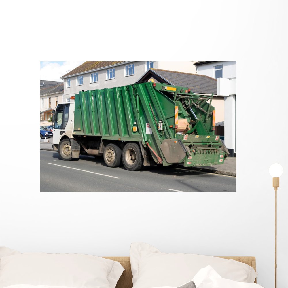 Wallmonkeys FOT-2580407-36 WM41207 Green Rubbish Truck with Boxes in The Back Peel and Stick Wall Decals, 36" W x 24" H-Large