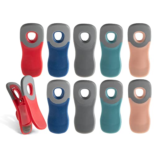 COOK WITH COLOR Cute Bag Clips - Funny Snack Clips, Magnetic Chip Clips for Bags - Kitchen and Food Bag Clips for Airtight Seal for Food Storage, Multi, Pack of 10