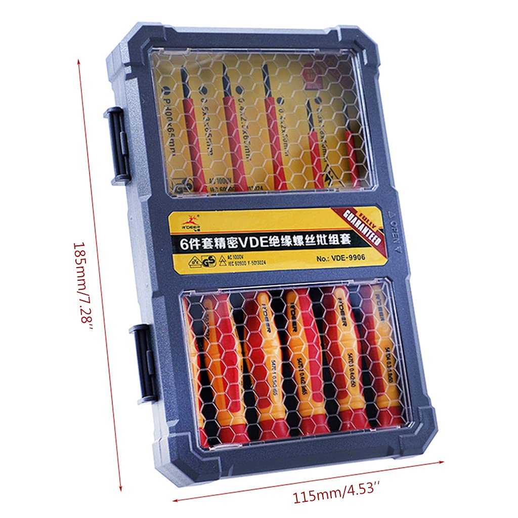 Screwdriver Set 1000V 6 Pieces Screwdrivers Insulating Screwdriver Kit 1000V Slotted Screw Screwdriver Sets Electrician Screwdriver Set