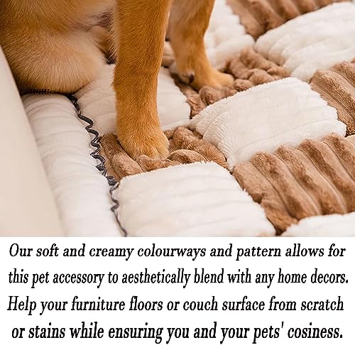 TTEDMO Funny Fuzzy Cream-Coloured Large Plaid Square Pet Mat Bed Couch Cover, 27.5x70.8 in