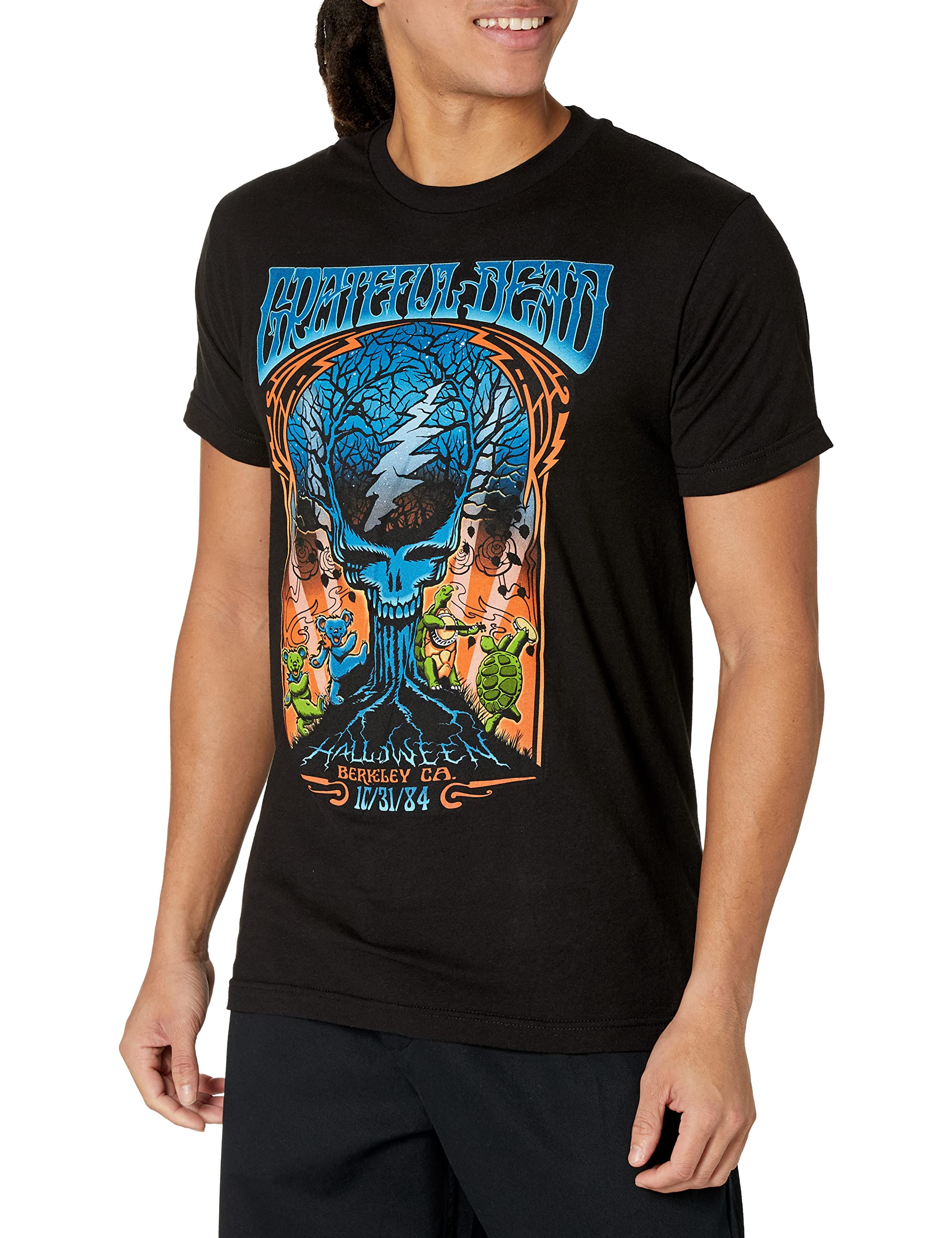 Liquid Blue Unisex-Adult Standard Grateful Halloween Dead Berkeley'84 SS Tee, Black, XX-Large
