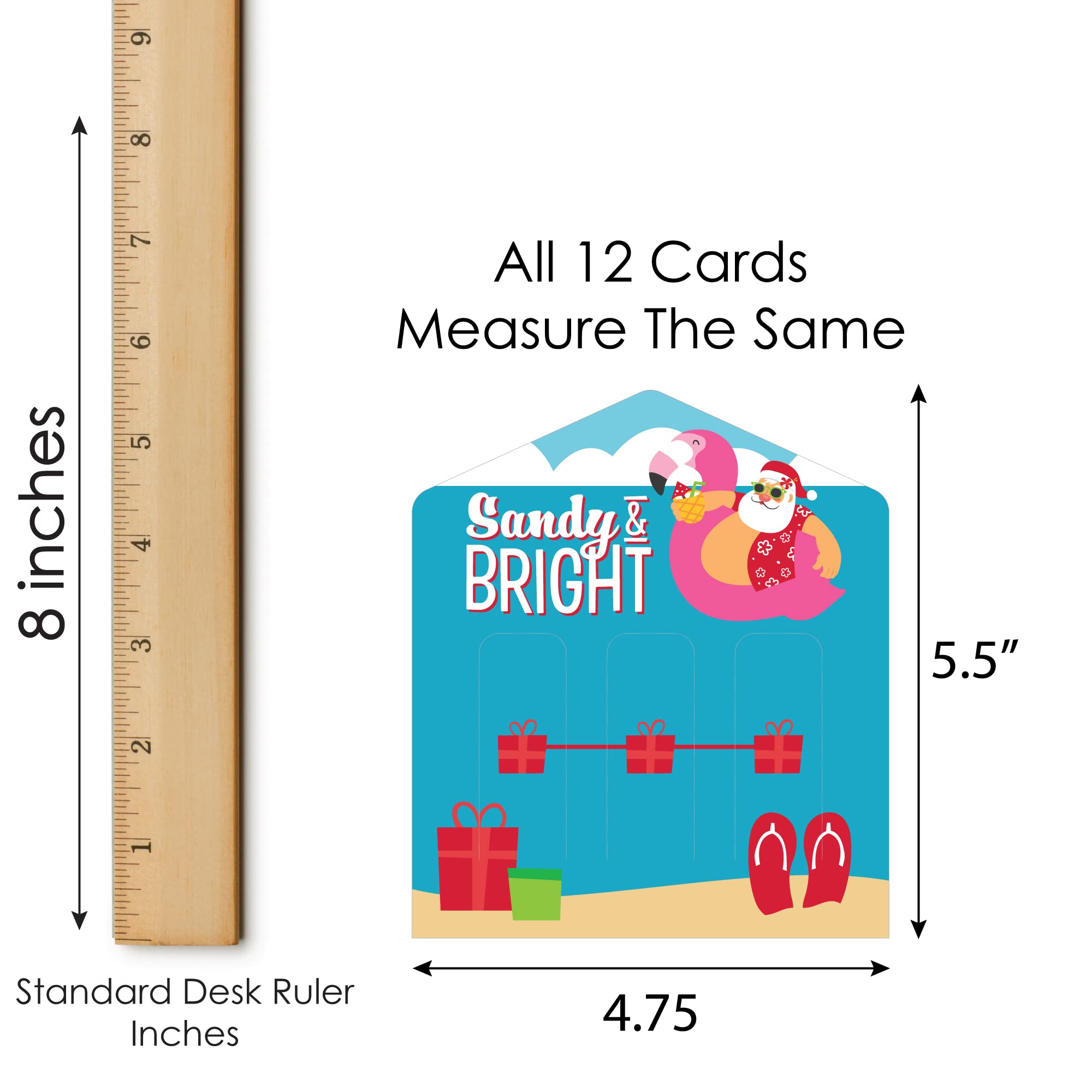 Big Dot of Happiness Tropical Christmas - Beach Santa Holiday Party Game Pickle Cards - Pull Tabs 3-in-a-Row - Set of 12