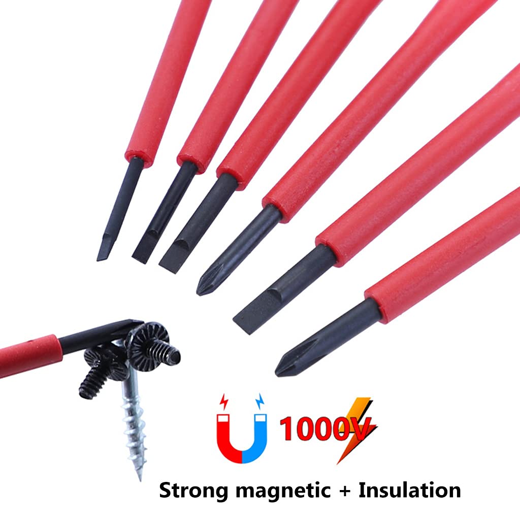 Screwdriver Set 1000V 6 Pieces Screwdrivers Insulating Screwdriver Kit 1000V Slotted Screw Screwdriver Sets Electrician Screwdriver Set
