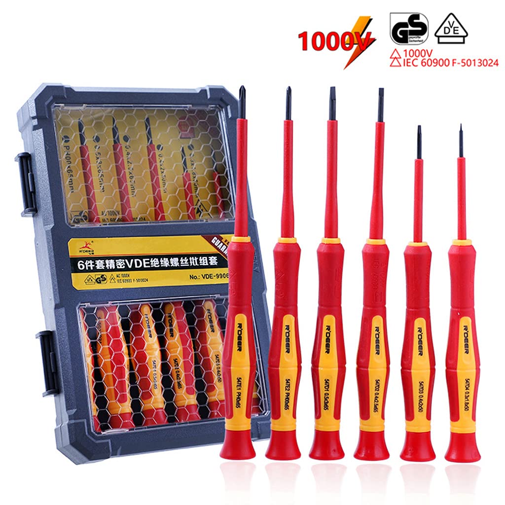 Screwdriver Set 1000V 6 Pieces Screwdrivers Insulating Screwdriver Kit 1000V Slotted Screw Screwdriver Sets Electrician Screwdriver Set