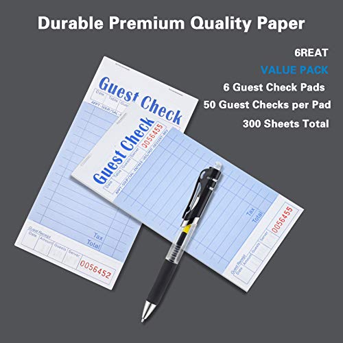 Guest Check Book, Server Note Pads and Waitress Order Pads, 50 Checks Per Book for Total 1200 Guest Checks, 3.5" x 6.75" (1200)