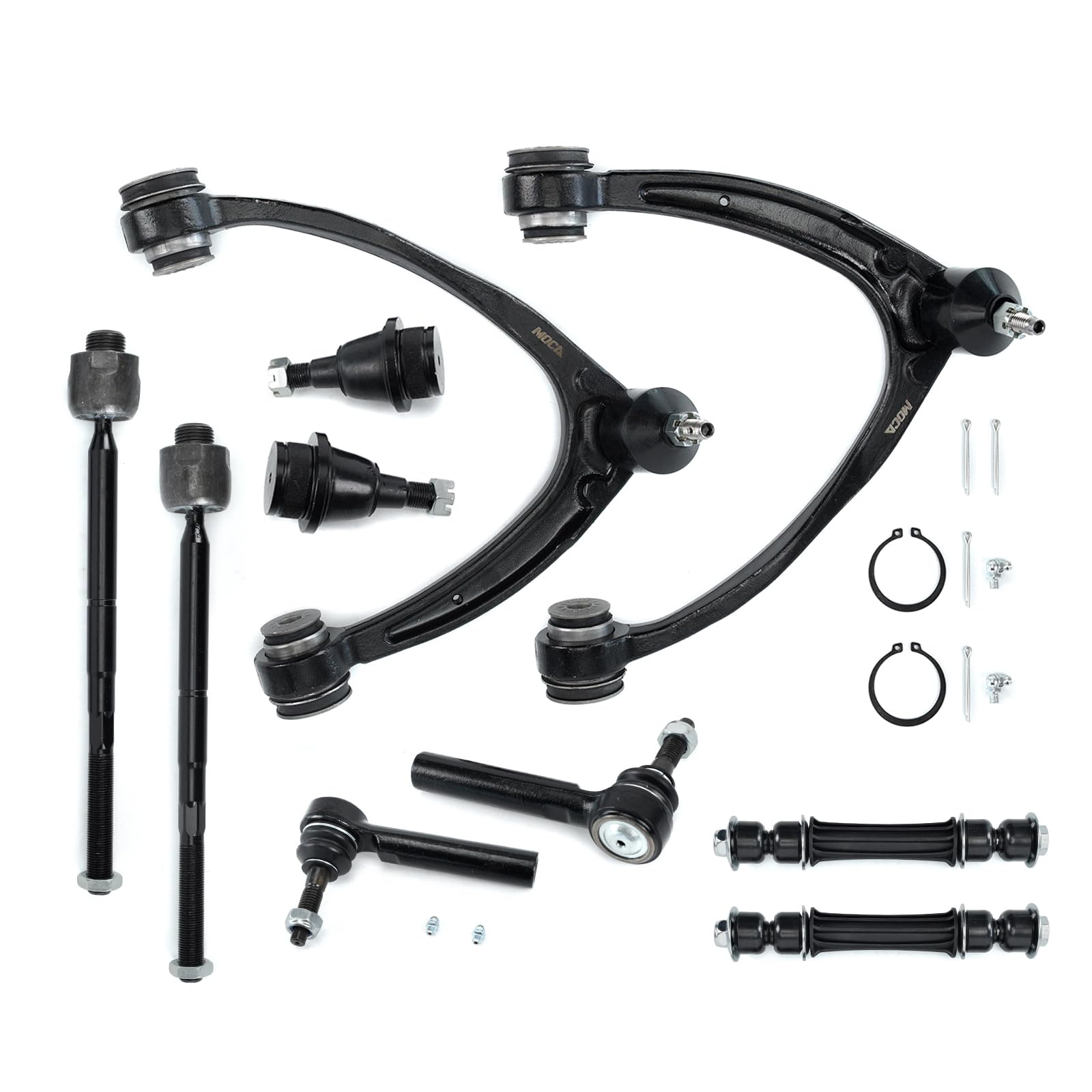 MPLUS Front Upper Left & Right Control Arm & Ball Joint & Sway Bar Stabilizer Links Tie Rod Ends fits For Cadillac 2007-2013 Escalade, Escalade EXT, For Chevrolet 2007-2013 Avalanche