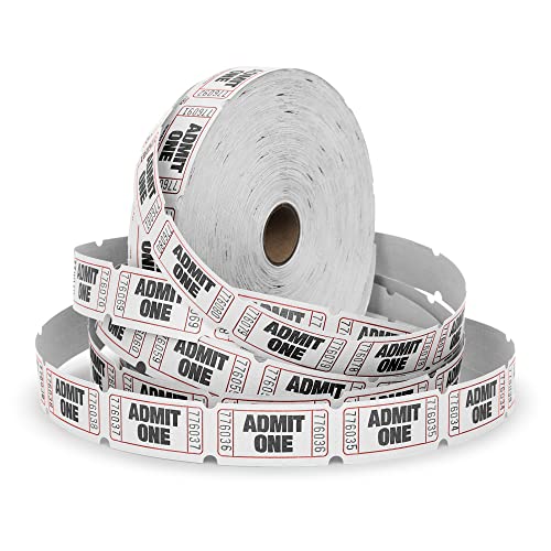 Raffle Tickets - Admit One Single Roll - Roll of 2000 Raffle Tickets (White)